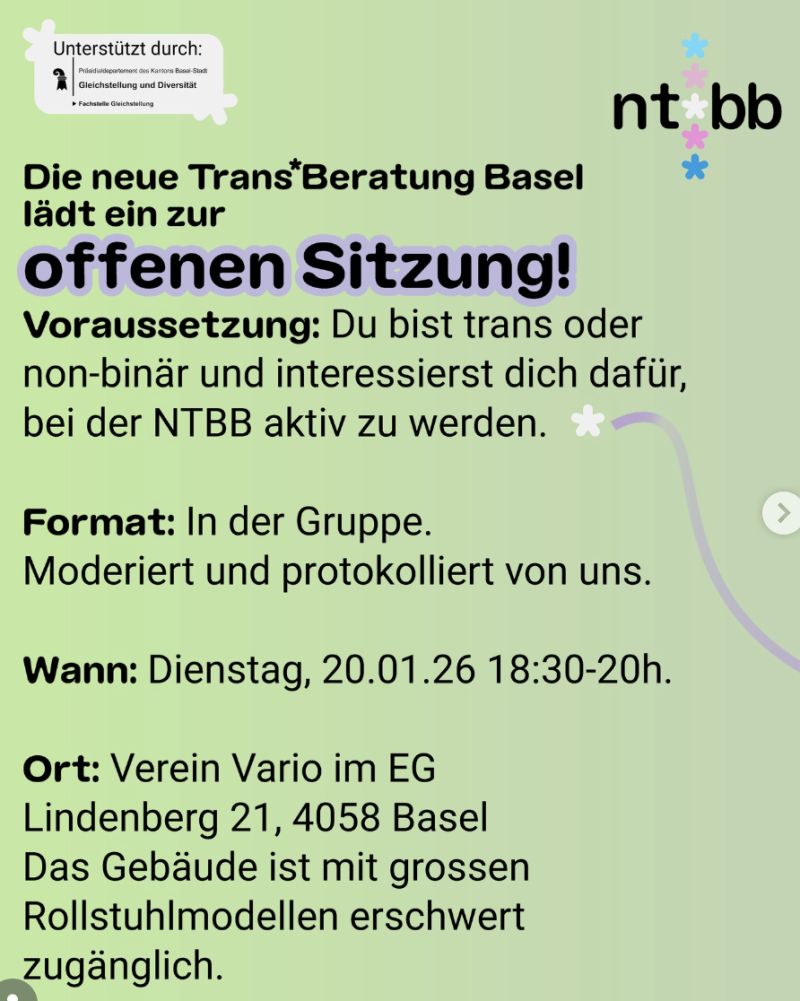 Offene Sitzung der Neuen Trans*Be ratung Basel » Vario | GAYBASEL